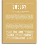 Shelby Personalized Name Meaning Art Prints – Name Stories