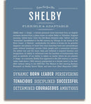 Shelby Personalized Name Meaning Art Prints – Name Stories