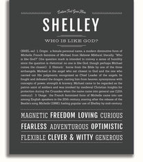Shelley Personalized Name Meaning Art Prints – Name Stories