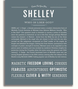 Shelley Personalized Name Meaning Art Prints – Name Stories
