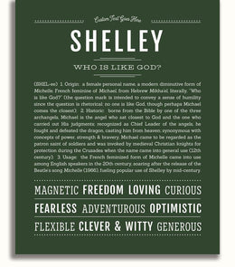 Shelley Personalized Name Meaning Art Prints – Name Stories