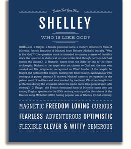 Shelley Personalized Name Meaning Art Prints – Name Stories