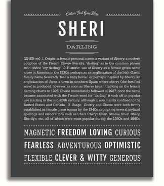 Sheri Personalized Name Meaning Art Prints – Name Stories