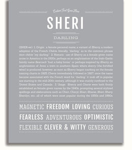 Sheri Personalized Name Meaning Art Prints – Name Stories