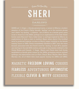 Sheri Personalized Name Meaning Art Prints – Name Stories