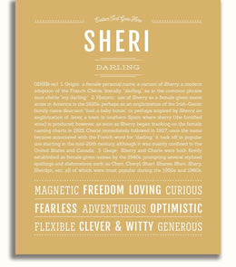 Sheri Personalized Name Meaning Art Prints – Name Stories