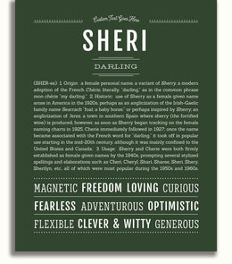 Sheri Personalized Name Meaning Art Prints – Name Stories