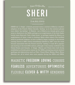 Sheri Personalized Name Meaning Art Prints – Name Stories