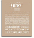 Sheryl Personalized Name Meaning Art Prints – Name Stories