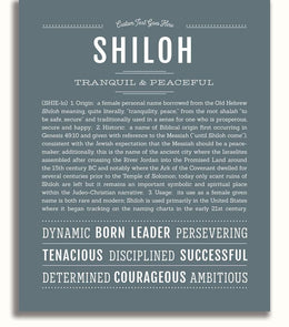 Shiloh Personalized Name Meaning Art Prints – Name Stories