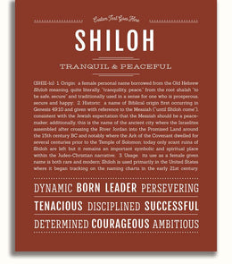 Shiloh Personalized Name Meaning Art Prints – Name Stories