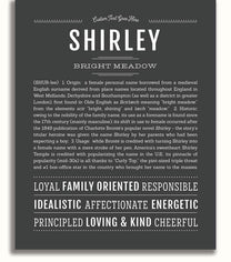 Shirley Personalized Name Meaning Art Prints – Name Stories