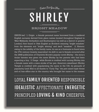 Shirley Personalized Name Meaning Art Prints – Name Stories