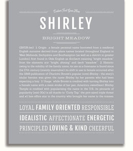 Shirley Personalized Name Meaning Art Prints – Name Stories