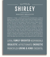Shirley Personalized Name Meaning Art Prints – Name Stories