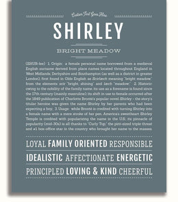 Shirley Personalized Name Meaning Art Prints – Name Stories