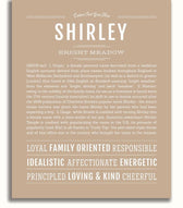 Shirley Personalized Name Meaning Art Prints – Name Stories