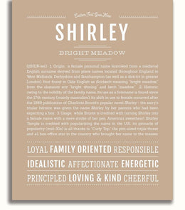 Shirley Personalized Name Meaning Art Prints – Name Stories