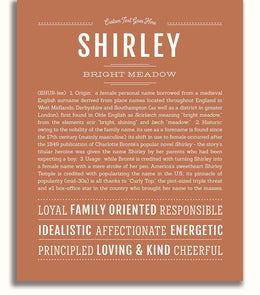 Shirley Personalized Name Meaning Art Prints – Name Stories