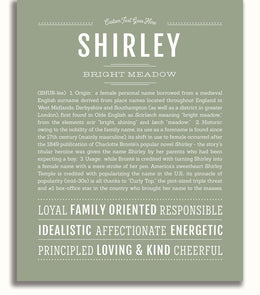 Shirley Personalized Name Meaning Art Prints – Name Stories