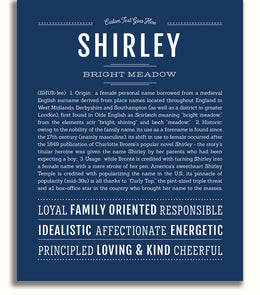 Shirley Personalized Name Meaning Art Prints – Name Stories