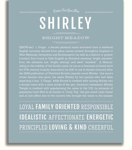 Shirley Personalized Name Meaning Art Prints – Name Stories
