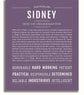 Sidney Personalized Name Meaning Art Prints – Name Stories