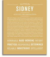 Sidney Personalized Name Meaning Art Prints – Name Stories