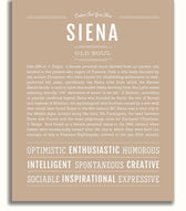 Siena Personalized Name Meaning Art Prints – Name Stories