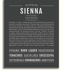 Sienna Personalized Name Meaning Art Prints – Name Stories