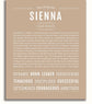 Sienna Personalized Name Meaning Art Prints – Name Stories