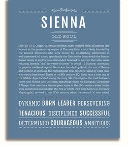 Sienna Personalized Name Meaning Art Prints – Name Stories