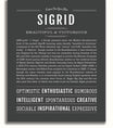 Sigrid | Name Art Print – Name Stories