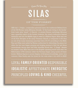 Silas Personalized Name Meaning Art Prints – Name Stories