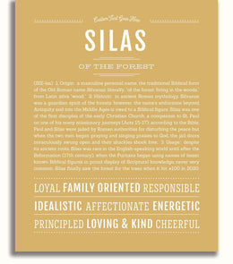 Silas Personalized Name Meaning Art Prints – Name Stories