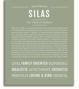 Silas Personalized Name Meaning Art Prints – Name Stories