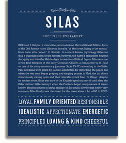 Silas Personalized Name Meaning Art Prints – Name Stories