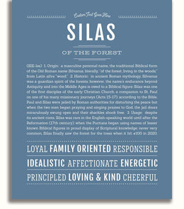 Silas Personalized Name Meaning Art Prints – Name Stories