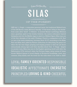 Silas Personalized Name Meaning Art Prints – Name Stories