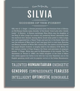 Silvia Personalized Name Meaning Art Prints – Name Stories