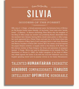 Silvia Personalized Name Meaning Art Prints – Name Stories