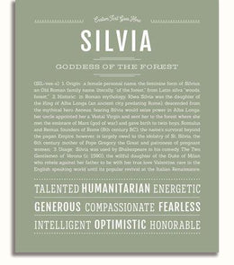 Silvia Personalized Name Meaning Art Prints – Name Stories