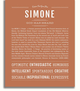 Simone Personalized Name Meaning Art Prints – Name Stories