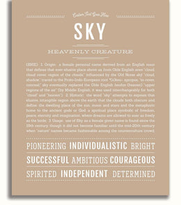 Sky Personalized Name Meaning Art Prints – Name Stories