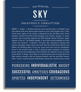 Sky Personalized Name Meaning Art Prints – Name Stories