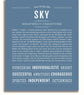 Sky Personalized Name Meaning Art Prints – Name Stories