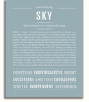 Sky Personalized Name Meaning Art Prints – Name Stories