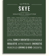 Skye Personalized Name Meaning Art Prints – Name Stories