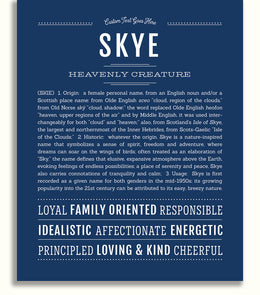 Skye Personalized Name Meaning Art Prints – Name Stories