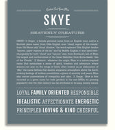 Skye Personalized Name Meaning Art Prints – Name Stories